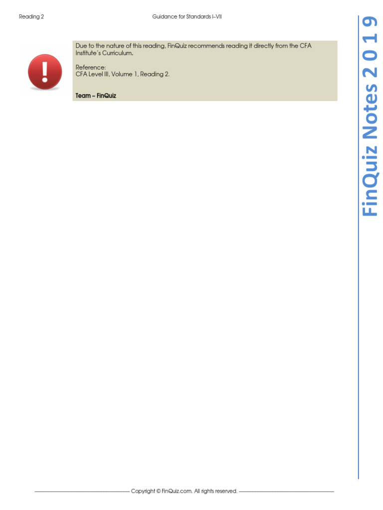 FinQuiz - Curriculum Note, Study Session 1, Reading 2 | PDF