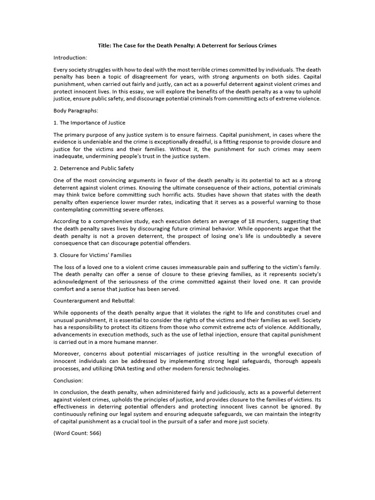 Example of Argumentative Essay | PDF | Punishments | Crimes