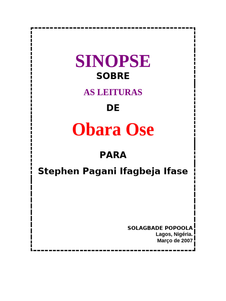OBARA OSE | PDF | Sacrifício | Vida