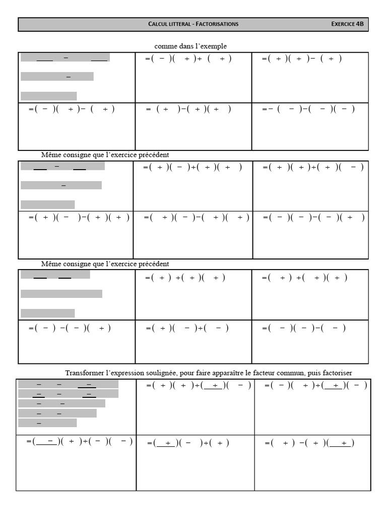 Exercices Calcul Litteral 2college 21 Pdf
