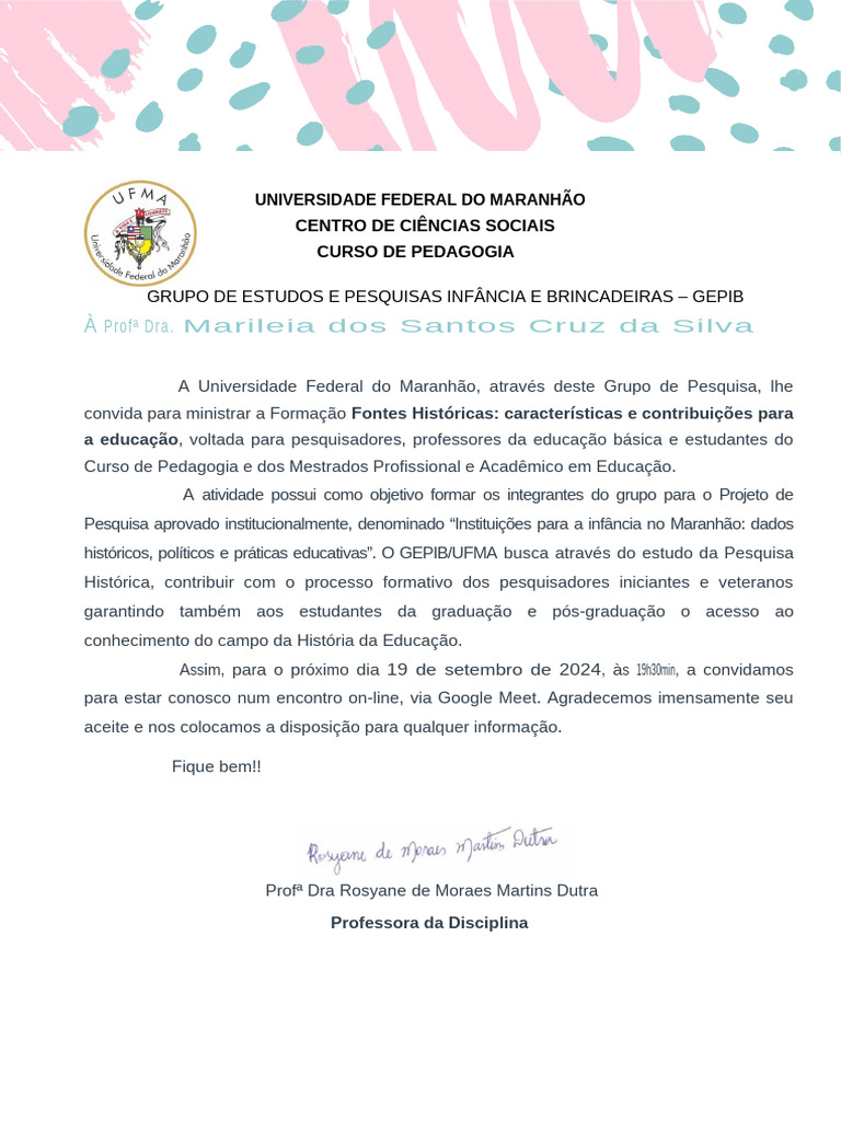 Carta Convite Modelo | PDF
