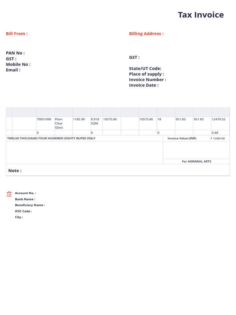 Tax Invoice for Elasa Glass Technology | PDF