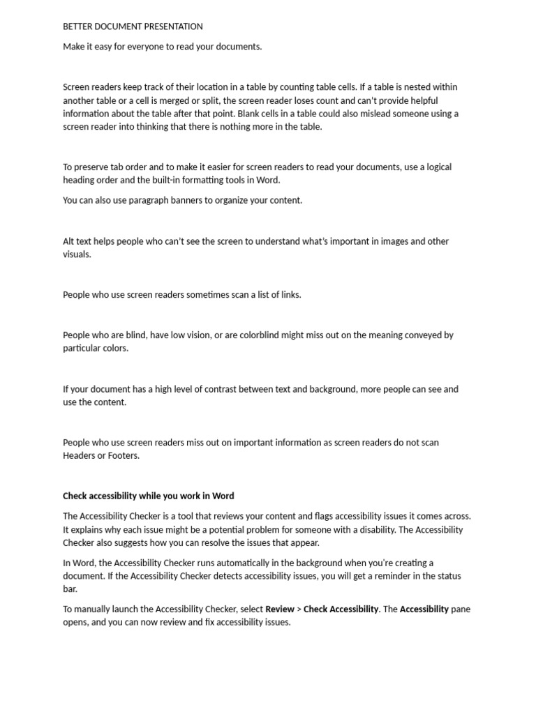 Better Document Presentation | PDF | Accessibility | Computing