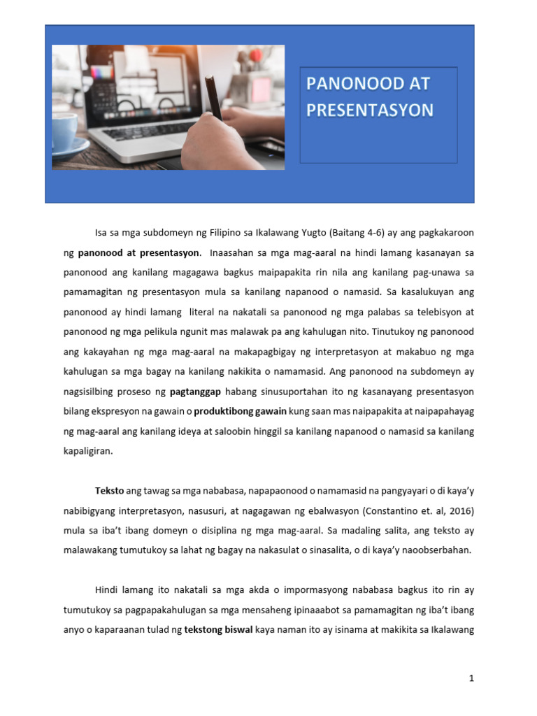 Panonood at Presentasyon | PDF
