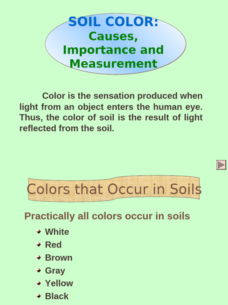Soil Color: Causes, Importance & Measurement | PDF | Soil | Color