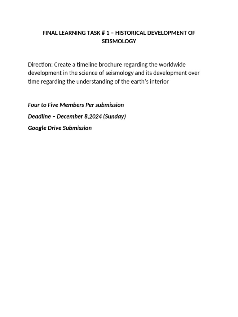 Final Learning Task 1 Historical Development of Seismology | PDF