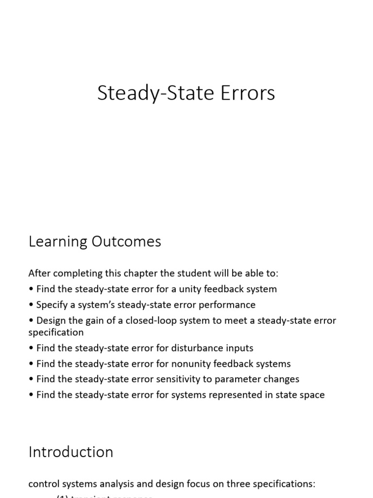 11.1 Steady State Error | PDF | Steady State | Feedback