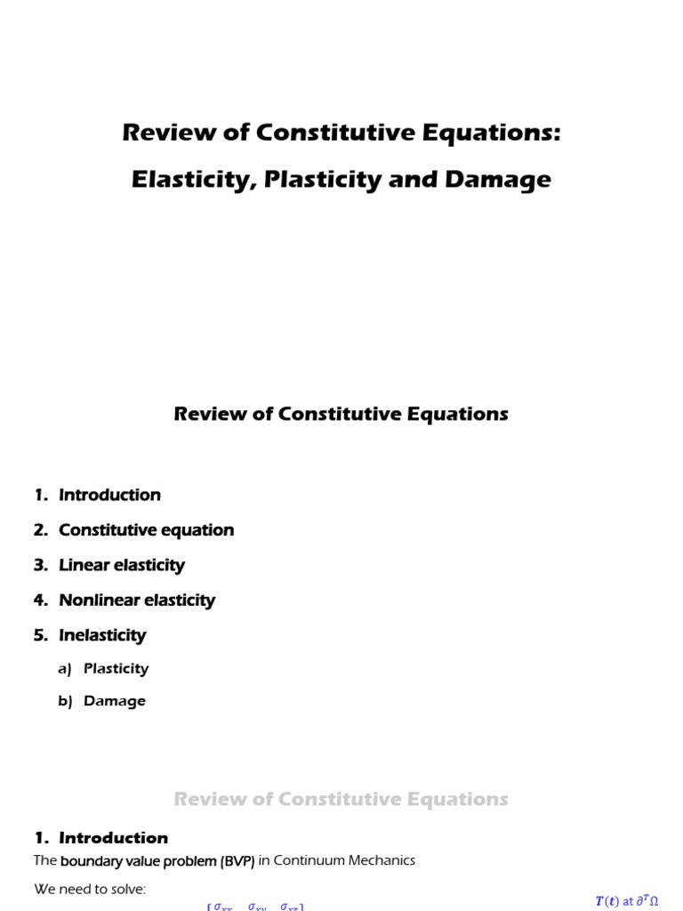 Constitutive Equations | PDF | Elasticity (Physics) | Plasticity (Physics)