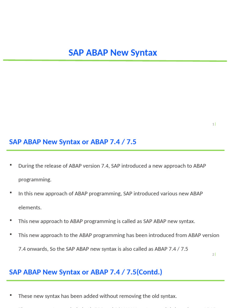 22 - SAP ABAP New Syntax | PDF | Computer Programming | Computer Science