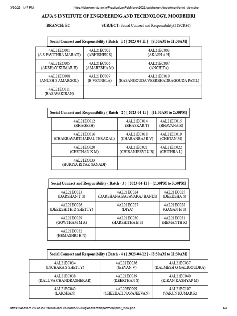 Social Connect Exam Schedule 2023 | PDF