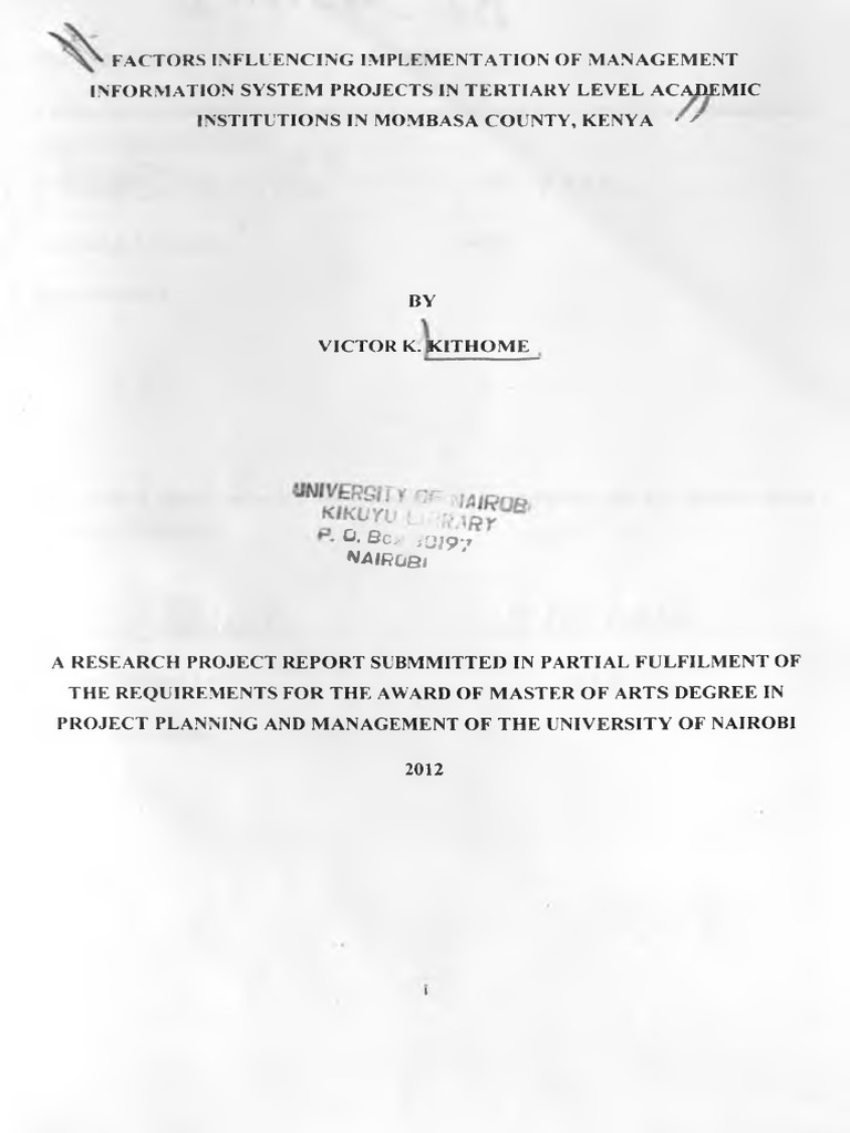 Kithome_Factors Influencing Implementation of Management Information ... Kithome_Factors Influencing Implementation of Management Information ...