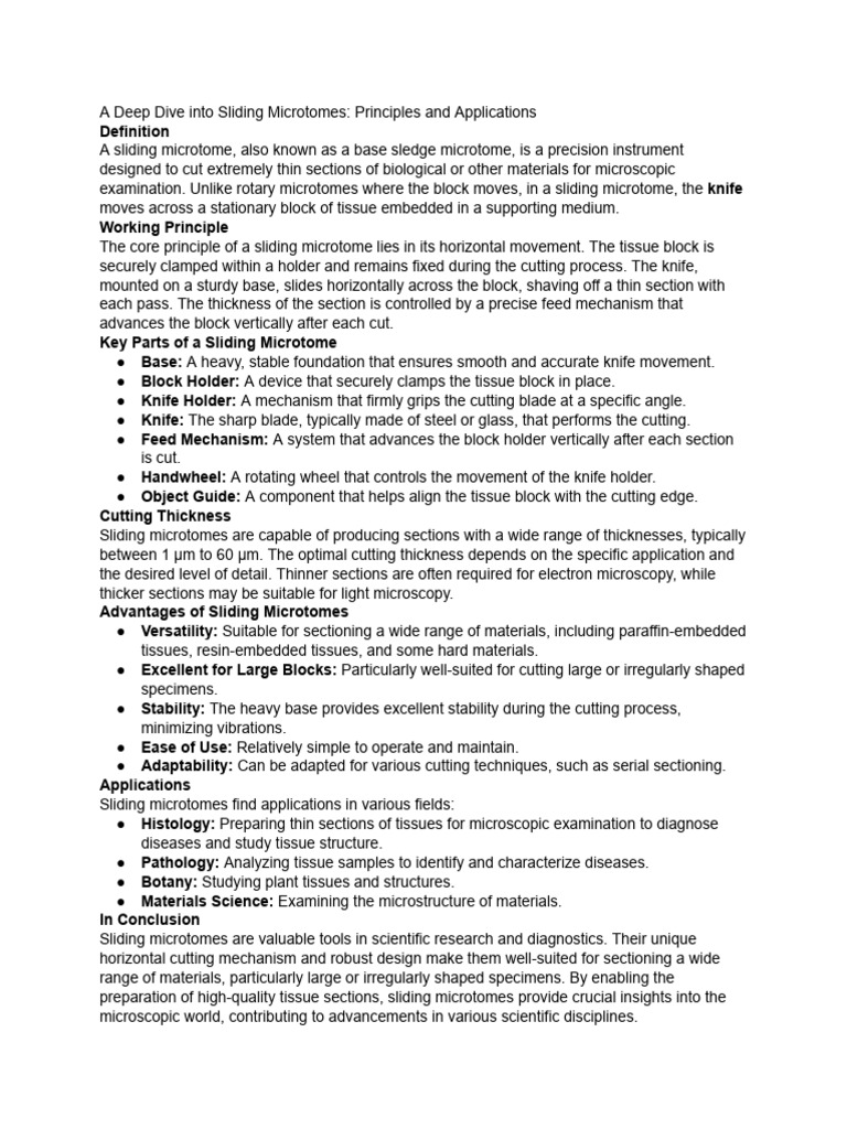 Sliding Microtome Pdf Microscopy Scientific Techniques