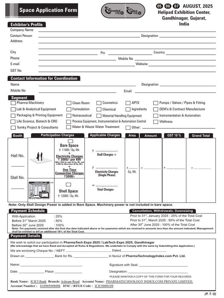 PharmaTech Expo 2025 Participation Form | PDF