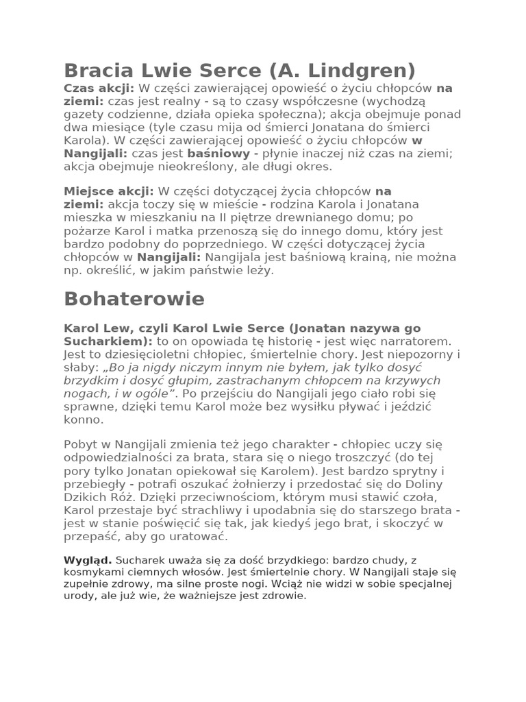 Bracia Lwie Serce | PDF