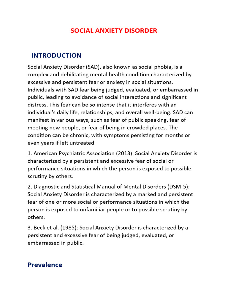 SOCIAL ANXIETY DISORDER | PDF | Social Anxiety Disorder | Anxiety