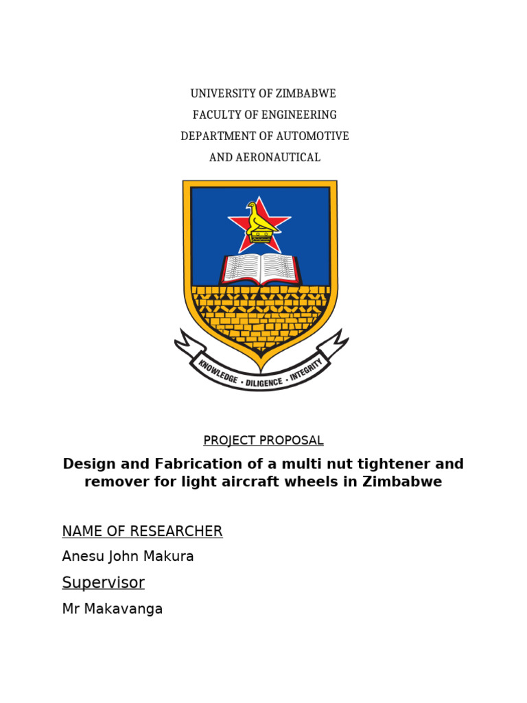 Project (Multi Nut Remover and Tightener) Proposal For Anesu J Makura ...