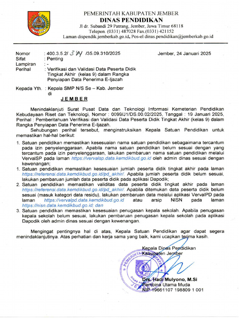 Verval Data Peserta Didik | PDF