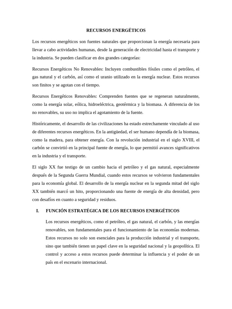Recursos Energéticos: Tipos y Desafíos | PDF | Desarrollo energético ...