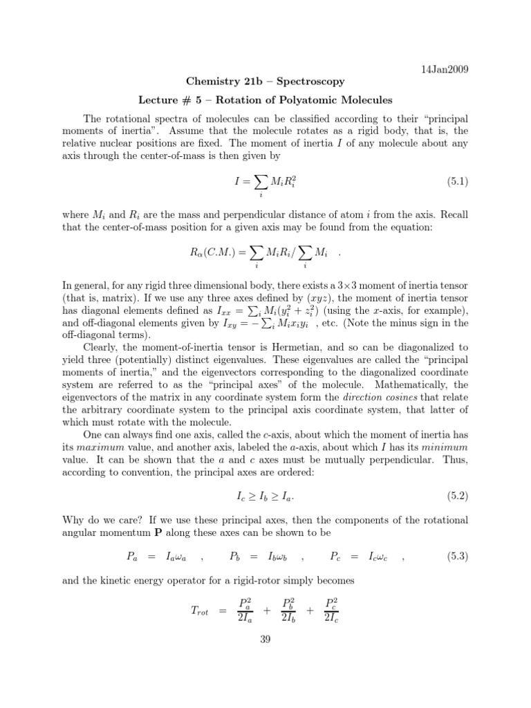 Chemistry 21b Spectroscopy - Lecture # 5: Rotation of Polyatomic ...