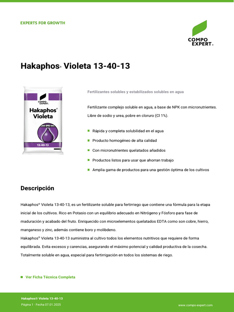 Hakaphos Violeta 134013 | PDF | Fertilizante | Solubilidad