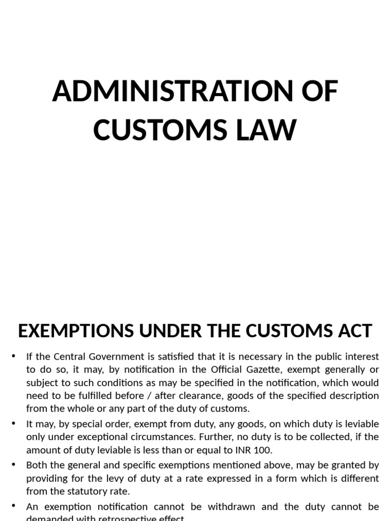 Administration of Customs Law | PDF | Customs | Port