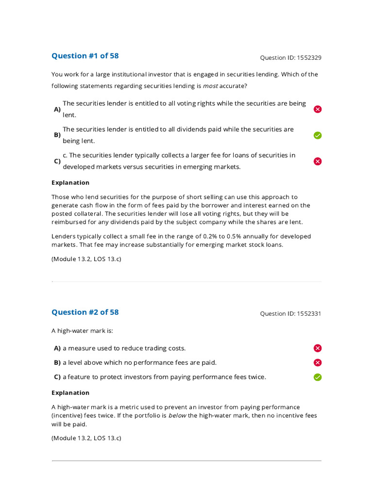 Reading 13 Overview of Equity Portfolio Management - Answers | PDF ...