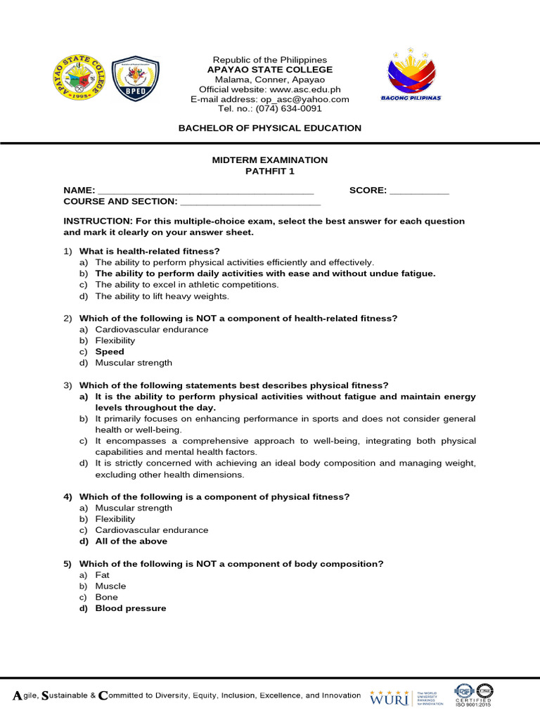 PATHFIT 1_MIDTERM EXAM | PDF | Anatomical Terms Of Motion | Strength Training