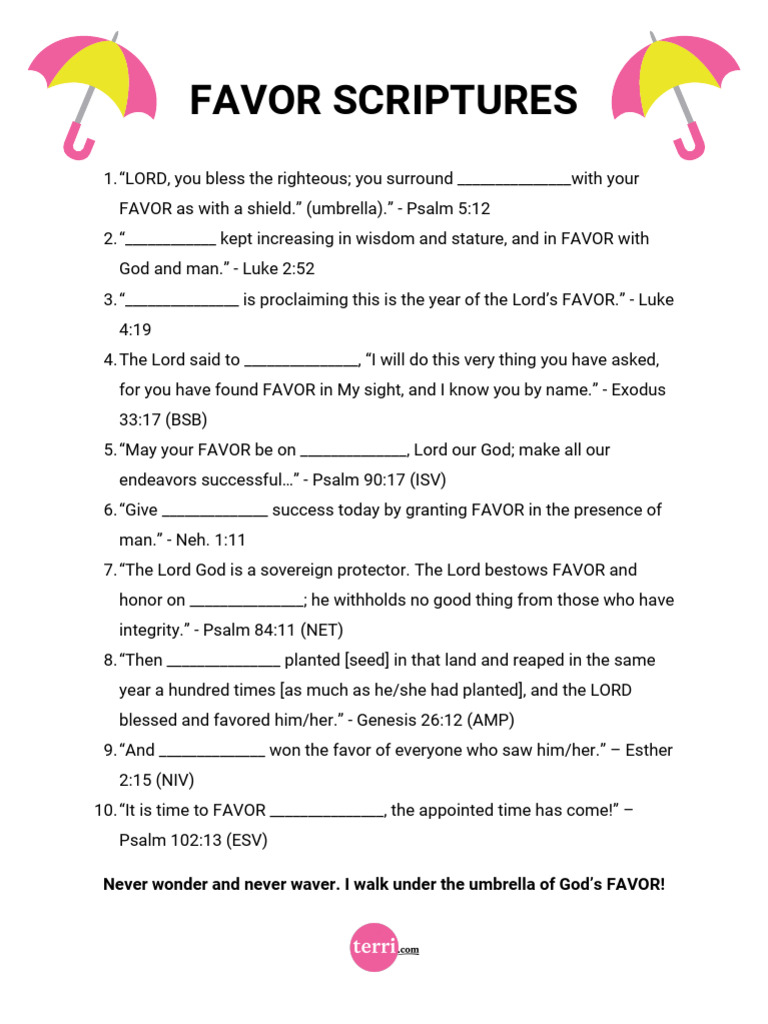 Favor Scriptures and Benefits of Favor Download | PDF