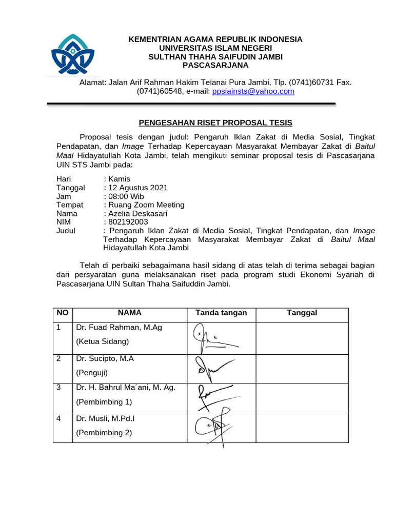 Surat Riset Azelia D | PDF