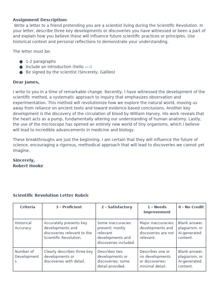 1.04 Assignment Scientific Revolution Letter | PDF | Scientific ...