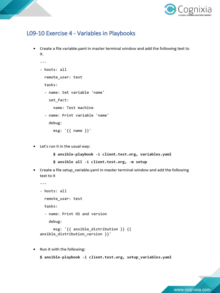 Variables in Playbooks | PDF