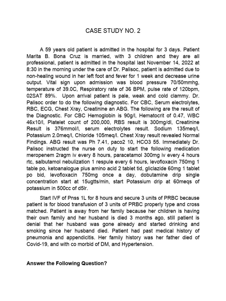 CASE STUDY NO 2 | PDF | Clinical Medicine | Medicine