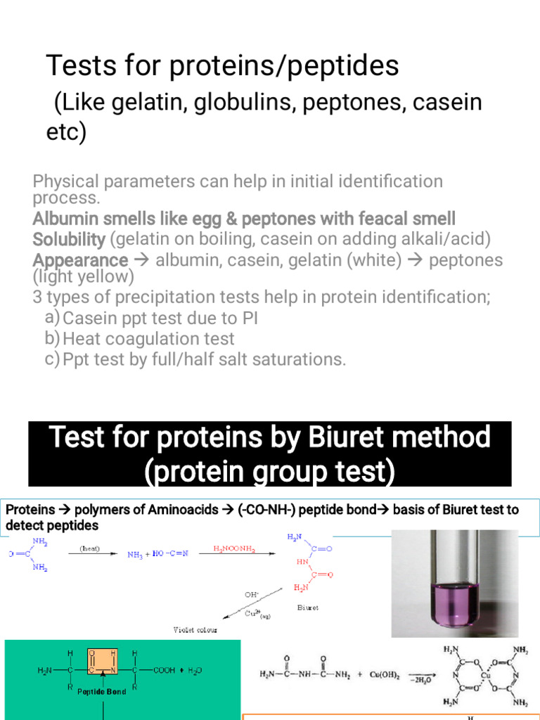theory 4 Biochemical tests for proteins and amino acids | PDF | Milk ...