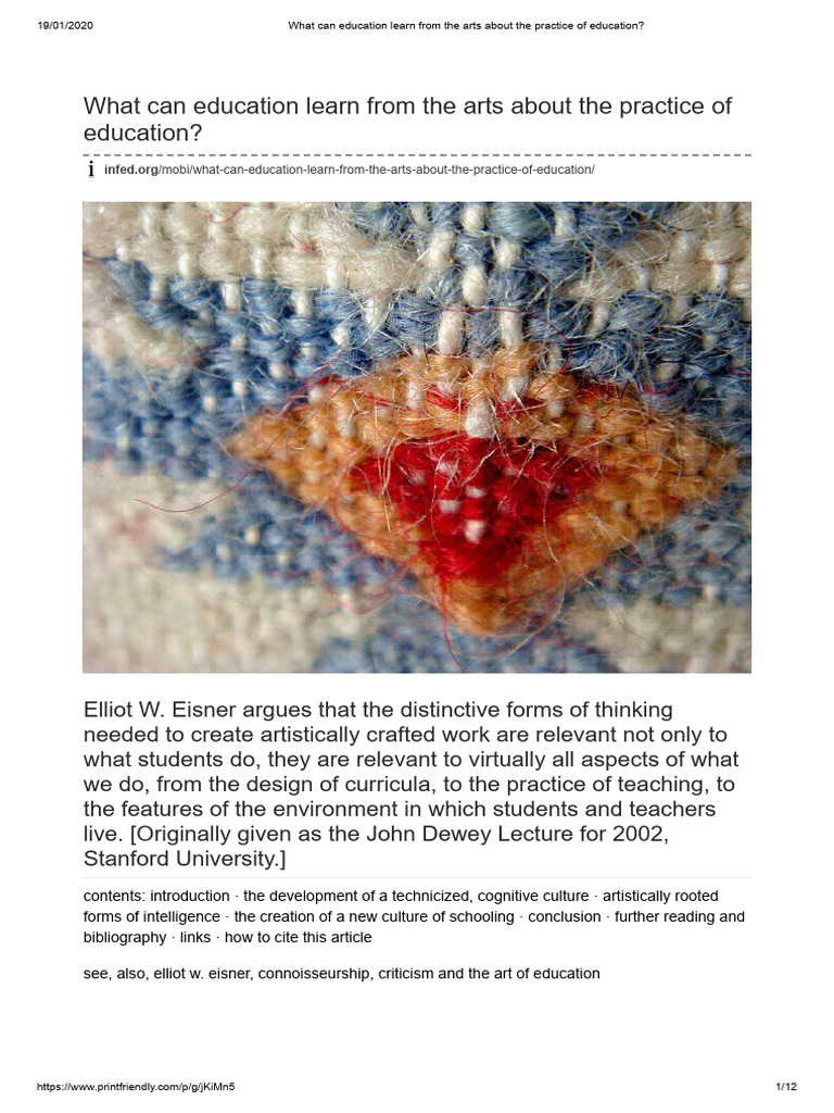 2002 - Eisner - What Education Can Learn From Art Education | PDF ...