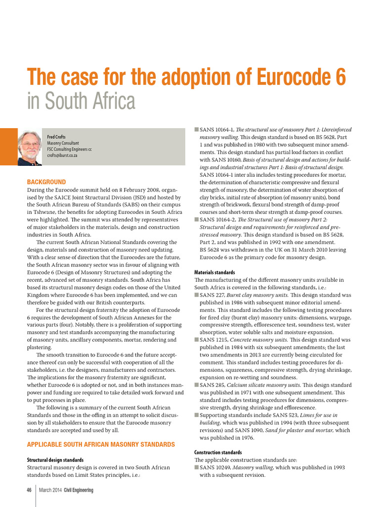 March 2014 m46 Jsd Crofts Eurocodes as Published | PDF | Masonry | Concrete