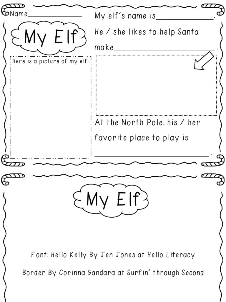 My Elf: Name and Favorites Worksheet | PDF