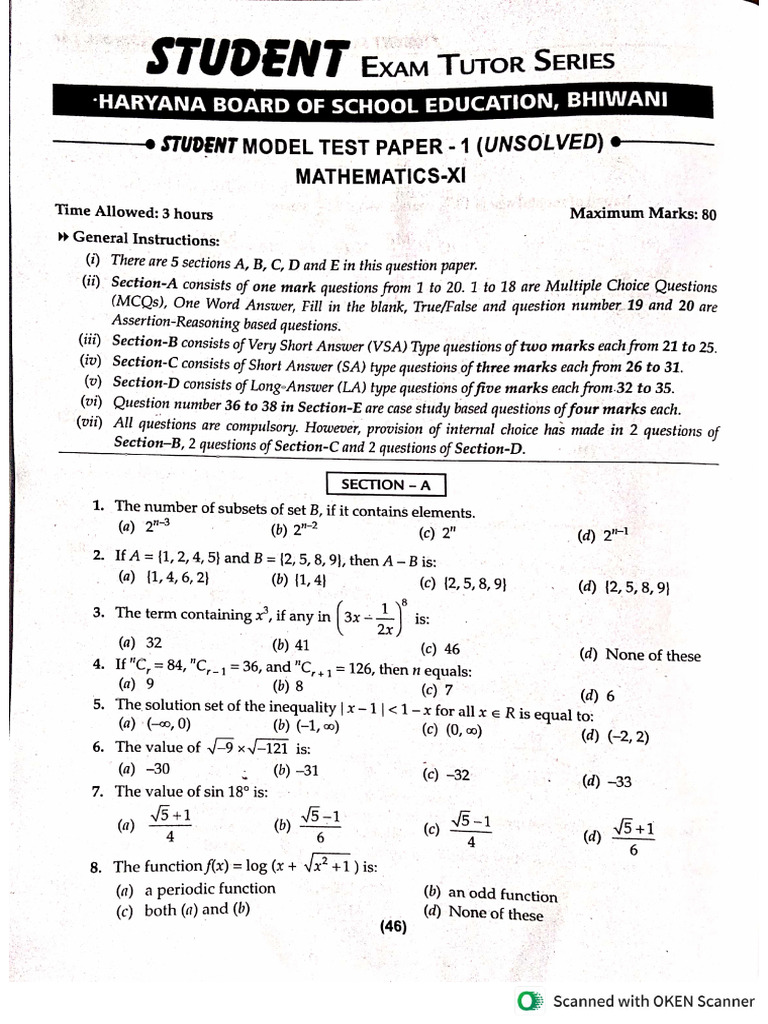 11th Sample Papers | PDF