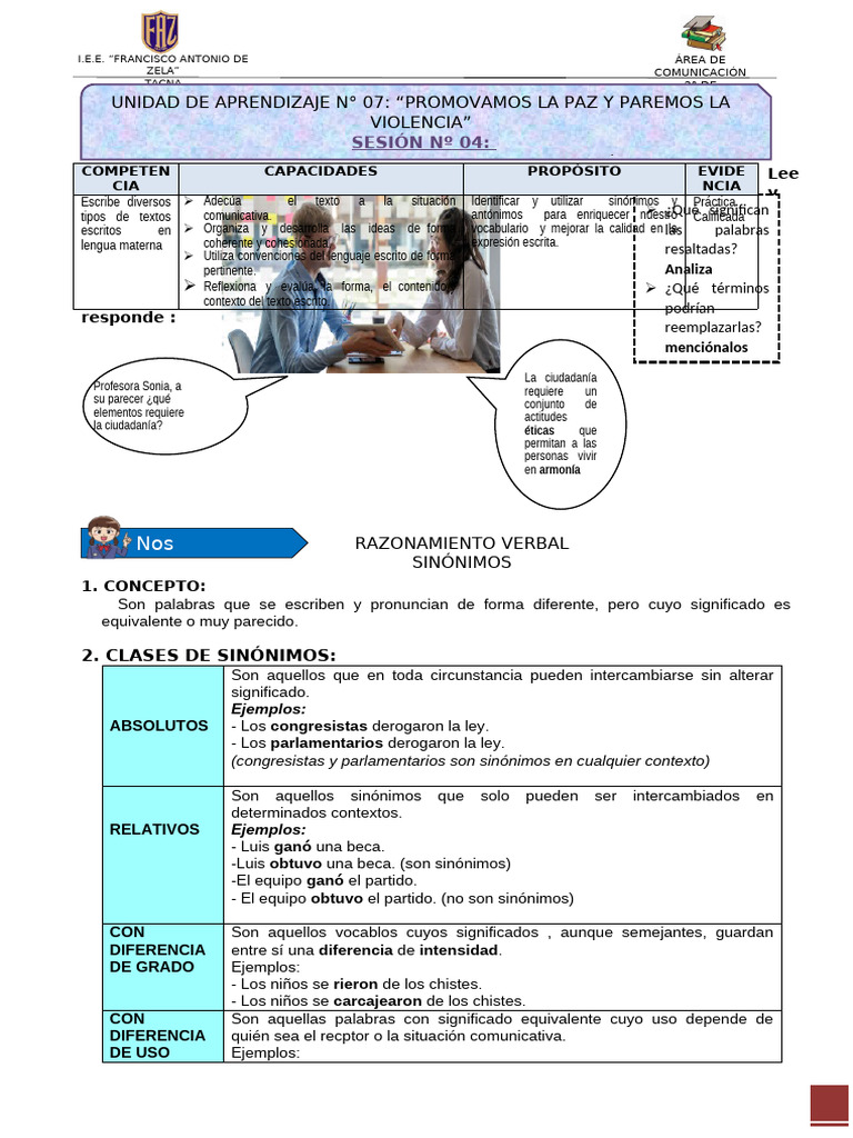 Act. 1 Sesión #4 - Sinónimos - Antónimos.. | PDF | Palabra | Léxico