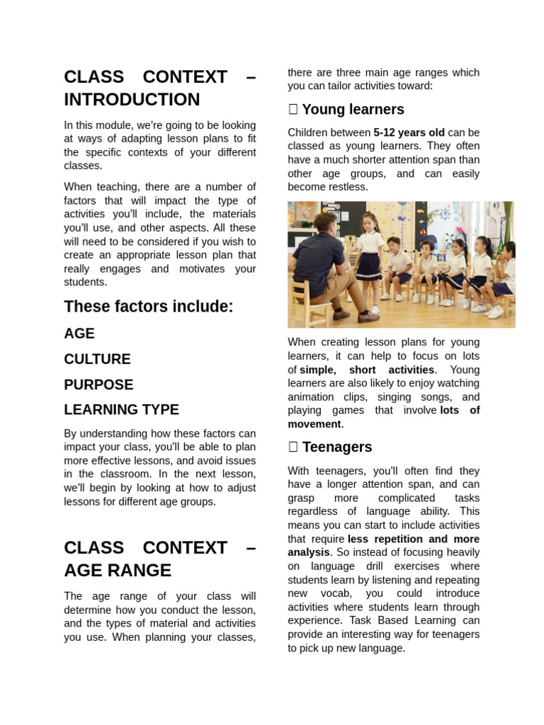 m5 Class Context | PDF | Learning | Learning Styles