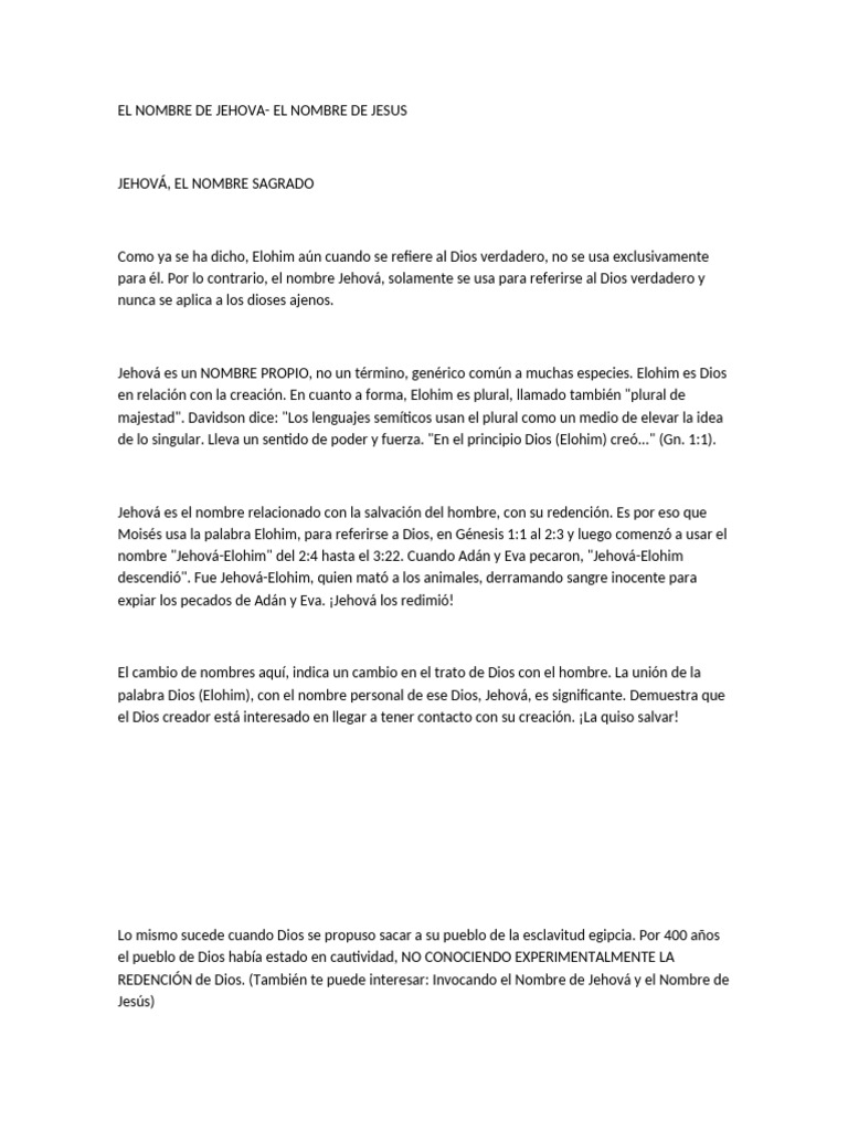 El Nombre de Jehova | PDF | Jesús | Jehová