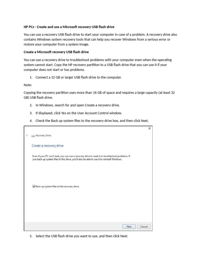 Create HP PC Recovery USB Drive | PDF