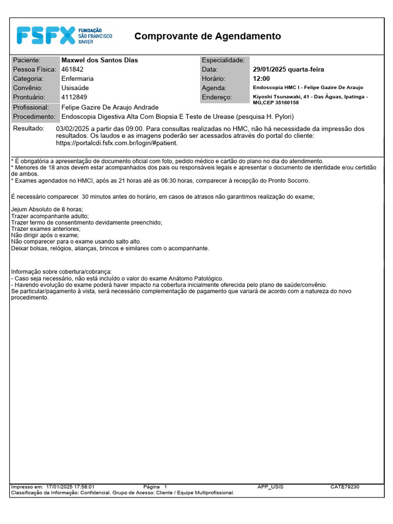 Preparo - de - Exame - Endoscopia Digestiva Alta Com Biopsia e Teste de ...