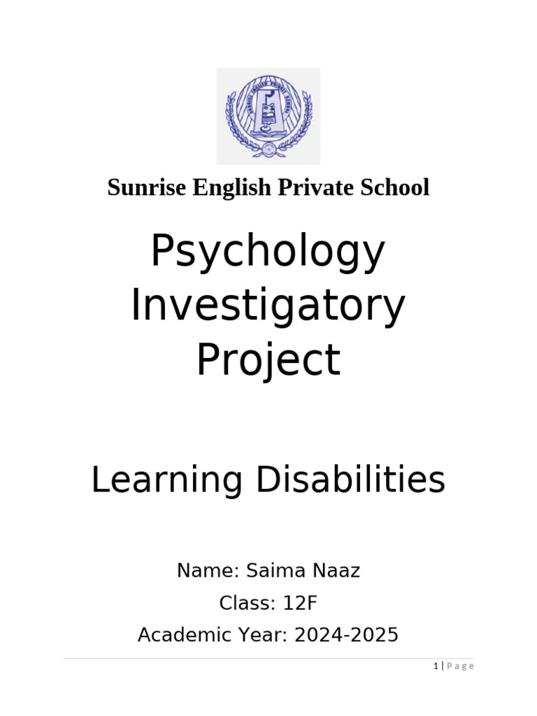 Psychology Project | PDF | Learning Disability | Case Study