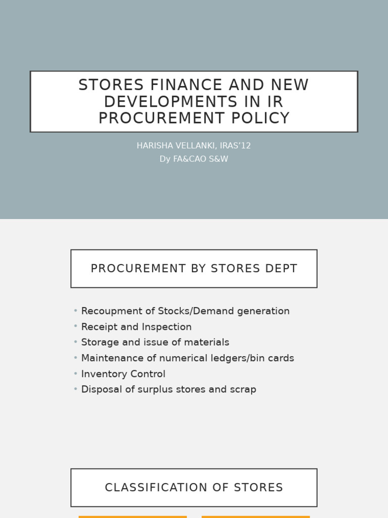 Stores Finance Procurement Policy | PDF | Contractual Term | Crane ...