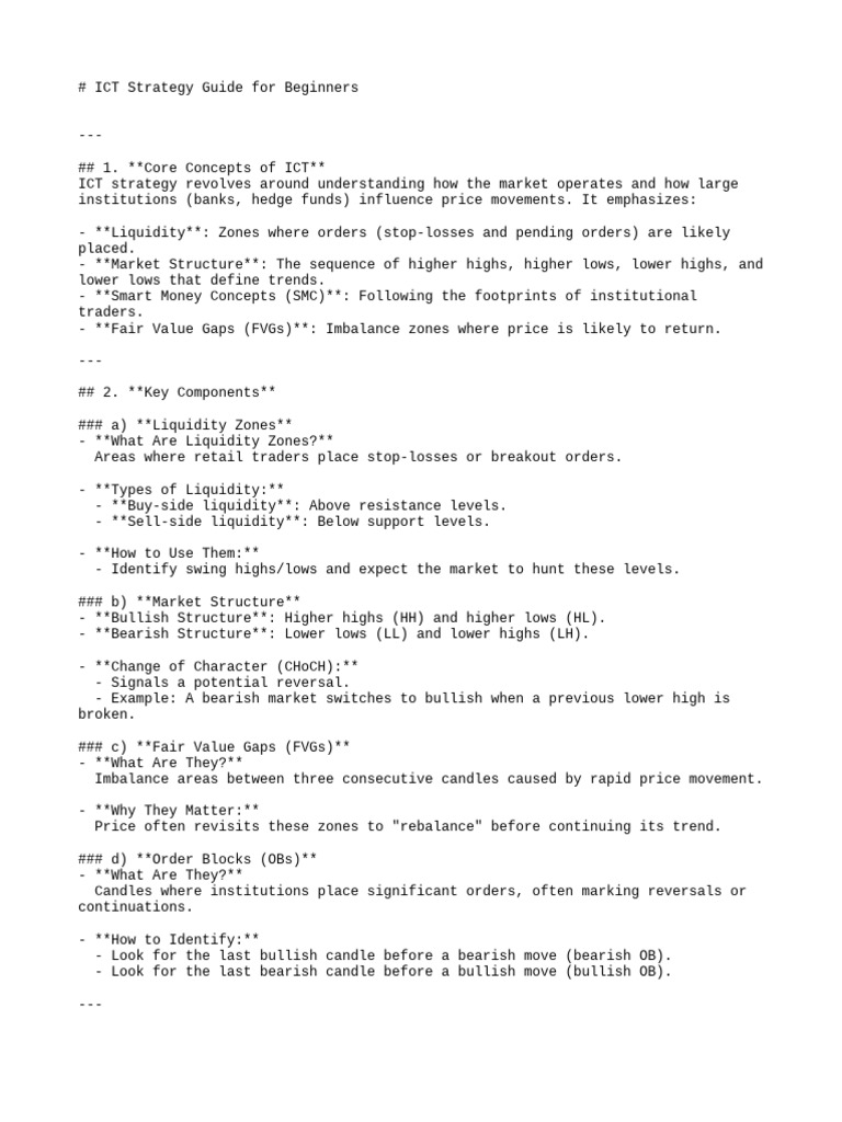 # ICT Strategy Guide For Beginners | PDF | Market Trend | Market Liquidity