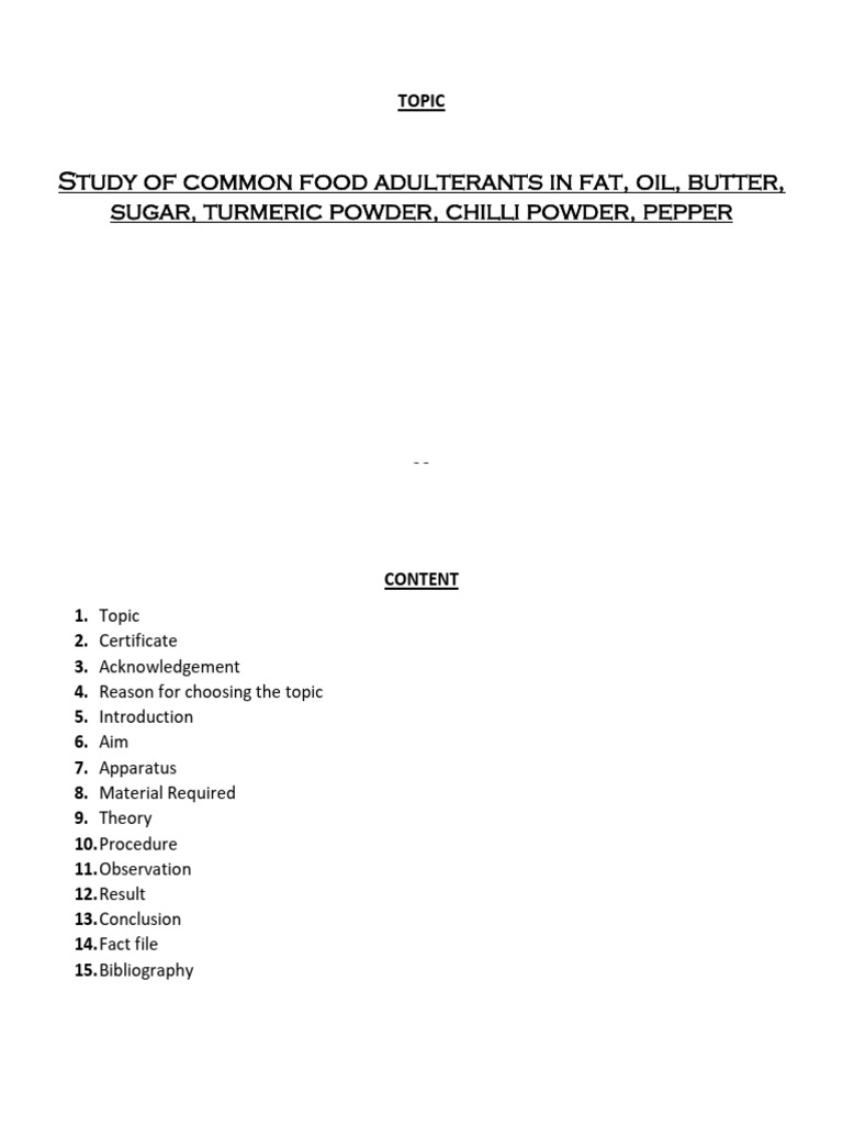 Detecting Food Adulterants in Spices | PDF | Foods | Chili Pepper