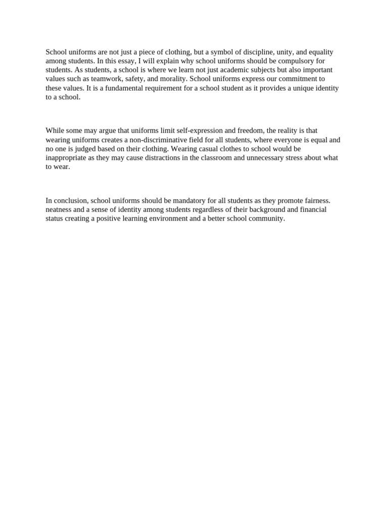 Benefits of Mandatory School Uniforms | PDF
