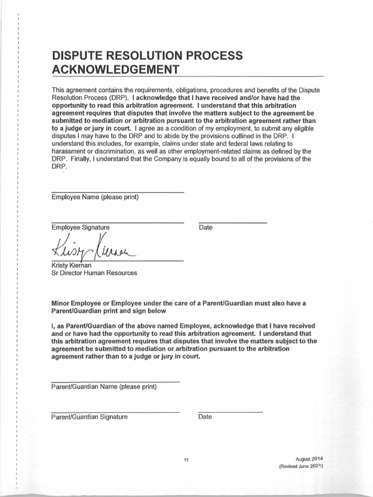 Dispute Resolution English Minor Acknowledgement | PDF