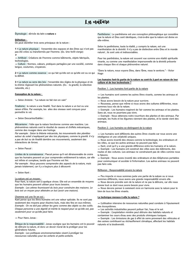 Définition et conception de la nature | PDF | La nature | Panthéisme