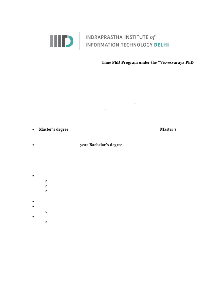 Advertisement For Visvesvaraya PHD Scheme For Electronics and IT2425 | PDF